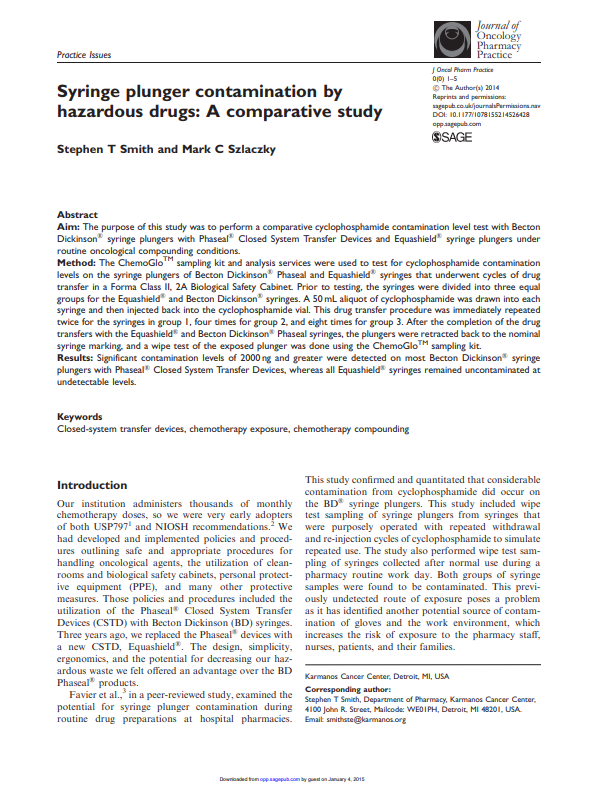 Peer-Reviewed Clinical Studies on Drug Handling and Safety